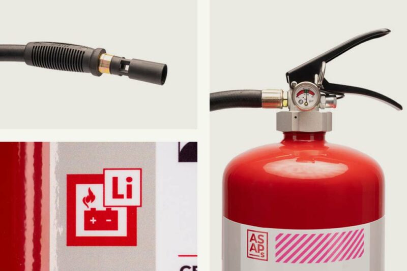 Hand held fire extinguishers for extinguishing lithium-ion battery fires